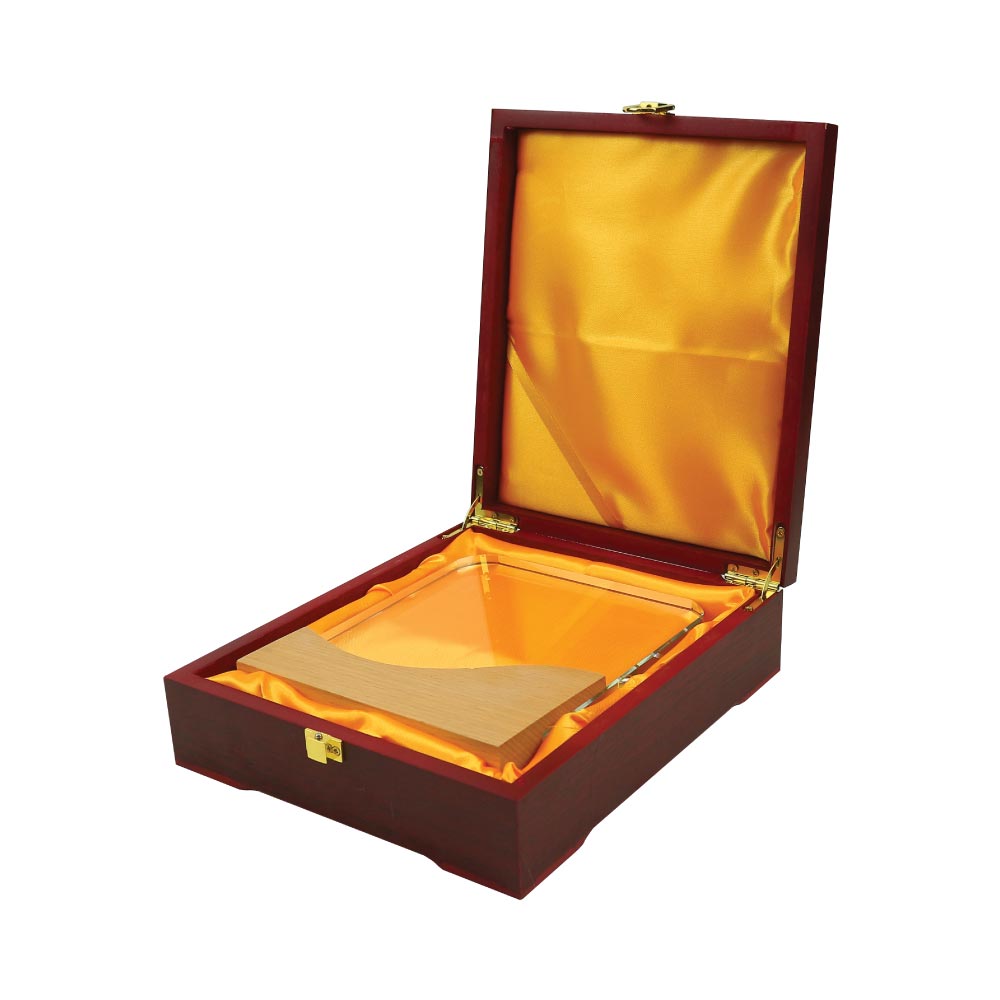 Square Crystal Awards with Wooden Base | Promotional Gifts Suppliers in ...