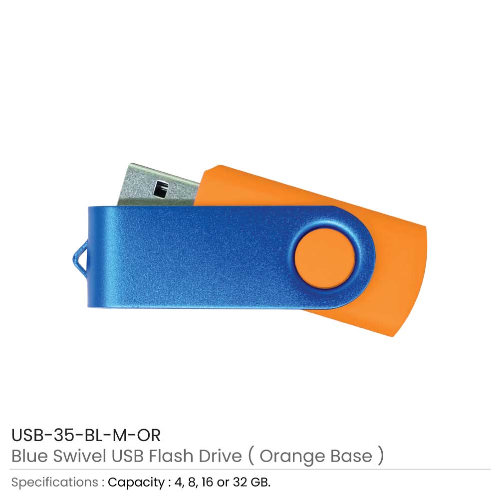 Matt Blue Swivel USB Flash Drives | Promotional Gifts Suppliers in Dubai