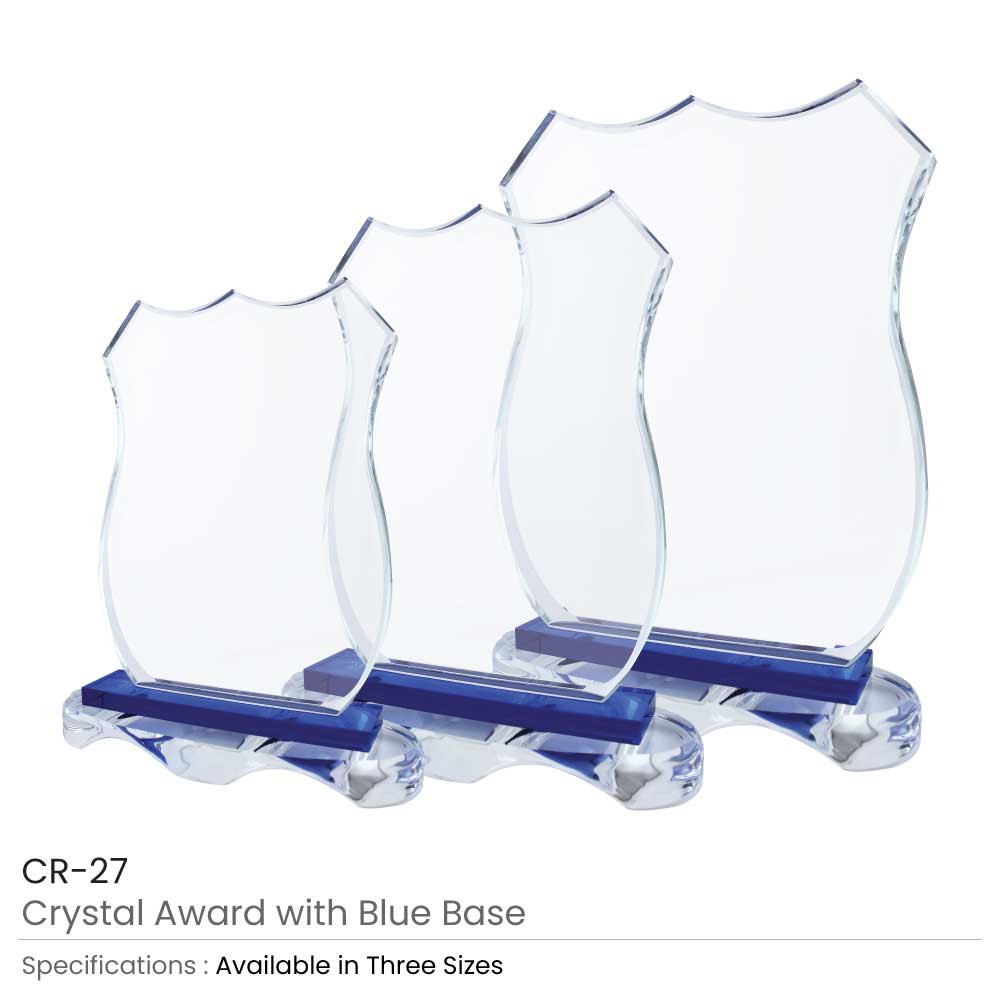 Crystal Awards with Blue Base and Box | Promotional Gifts Suppliers in ...