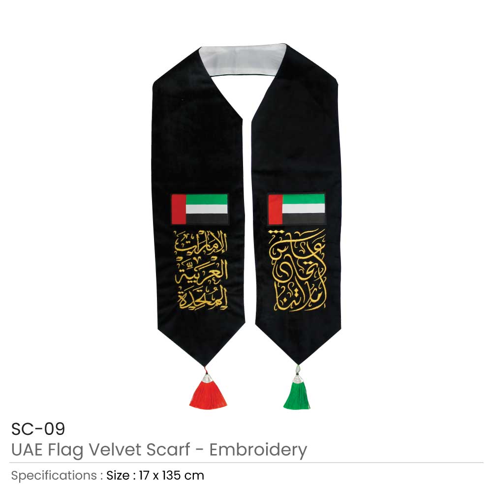 UAE Flag Velvet Scarfs | Promotional Gifts Suppliers in Dubai