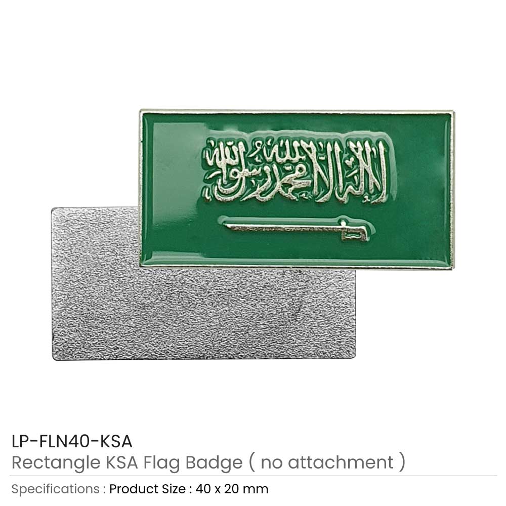 Rectangle KSA Flag Badges | Promotional Gifts Suppliers in Dubai
